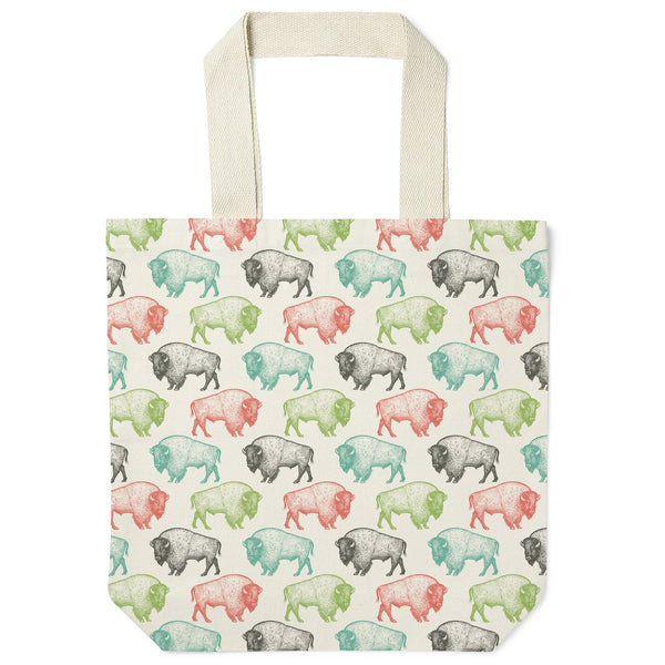 Bison Pattern Recycled Canvas Tote Bag