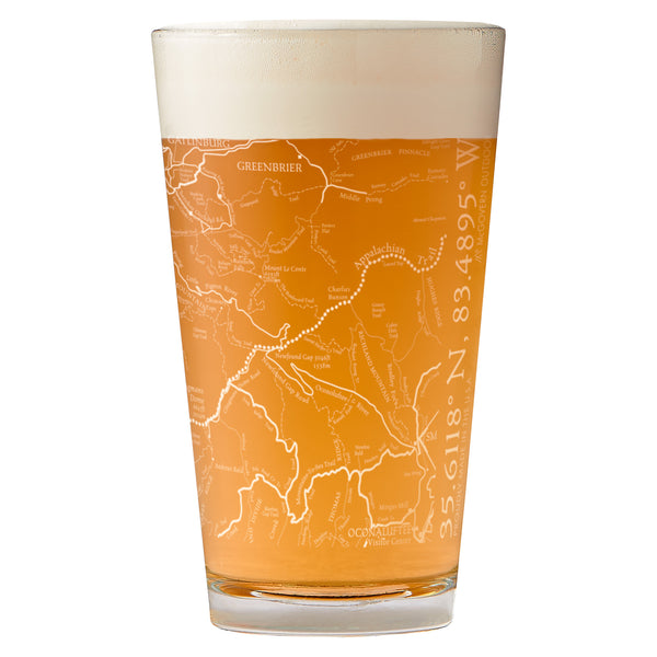 Great Smoky Mountains National Park Line Map Pint Glass
