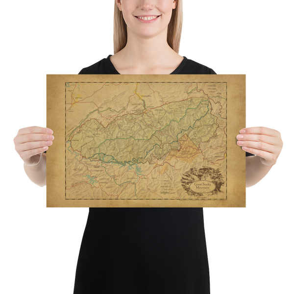 Great Smoky Mountains National Park Map Poster