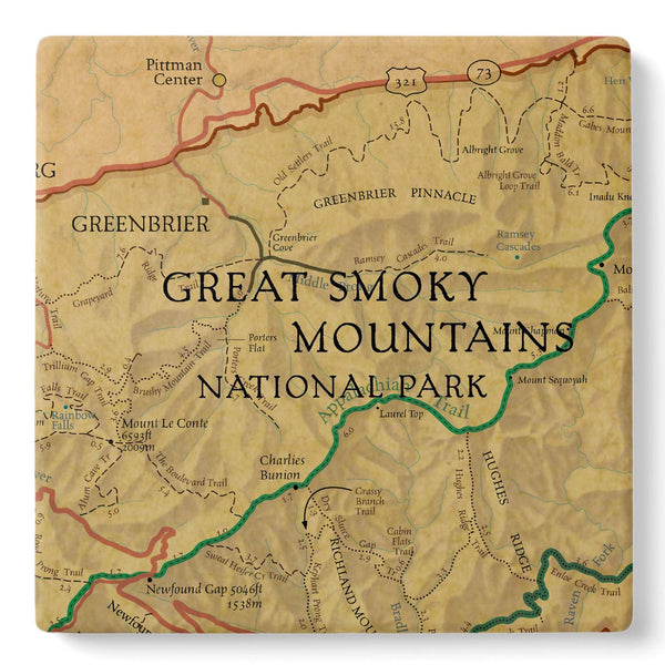 Great Smoky Mountains Vintage Map Coasters