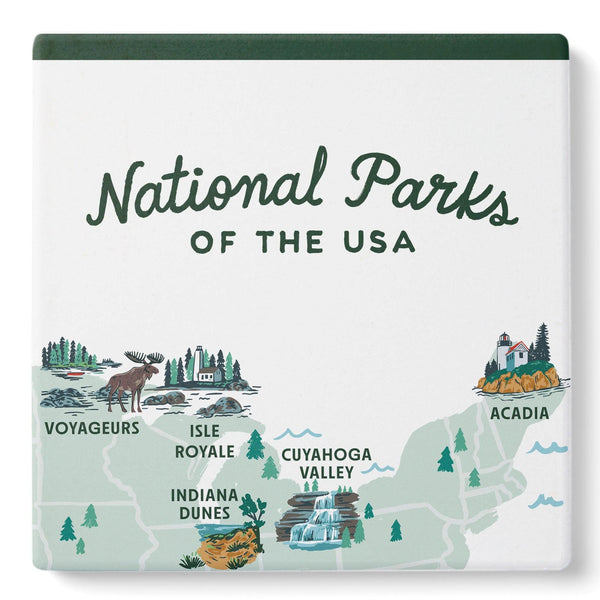 National Parks Of The USA Illustrated Map Coasters (Set Of 4)