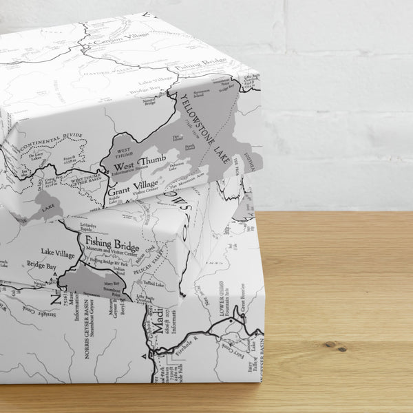 Yellowstone National Park Line Map Wrapping Paper