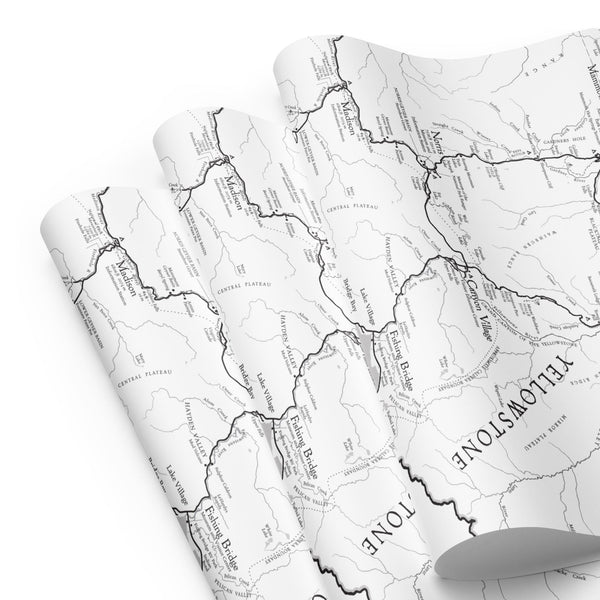 Yellowstone National Park Line Map Wrapping Paper