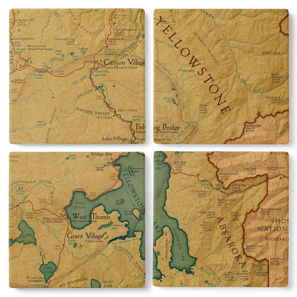 Yellowstone National Park Vintage Map Coasters - McGovern Outdoor
