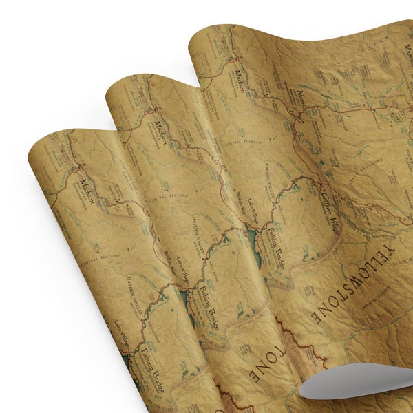 Yellowstone National Park Vintage Map Wrapping Paper